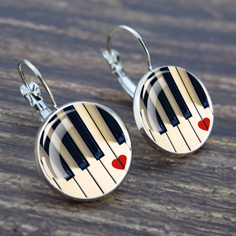 Silver Musical Instruments Earrings | Glass Piano Guitar Clarinet ...
