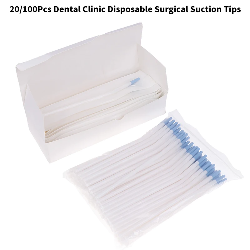 20/100Pcs Dental Clinic Disposable Surgical Suction Tips Saliva Ejector ...