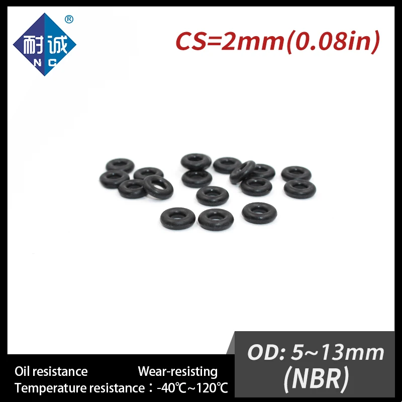 50PC/lot Rubber CS2mm Black NBR Sealing O-Ring OD5/5.5/6/6.5/7/8/8.5/9 ...