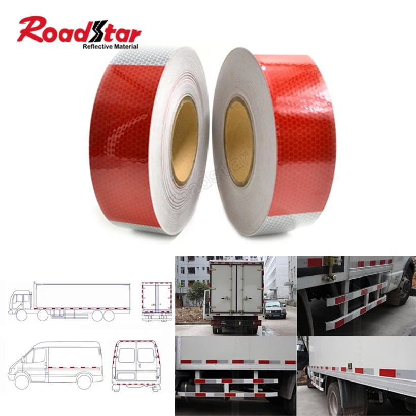 Roadstar-10-pcs-Reflective-Sheeting-Truck-Body-Red-White-Stickers-for ...
