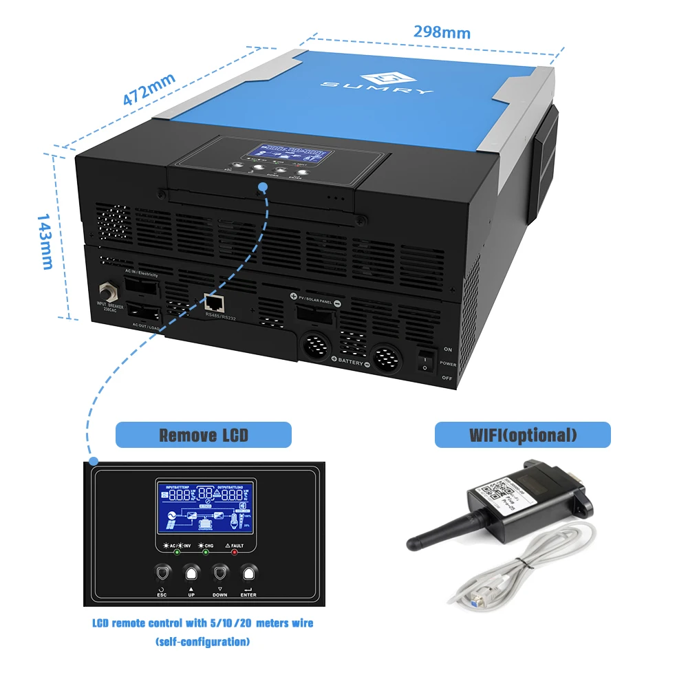 SUMRY Solar Inverter Removable Screen for Remote Control LCD Display ...