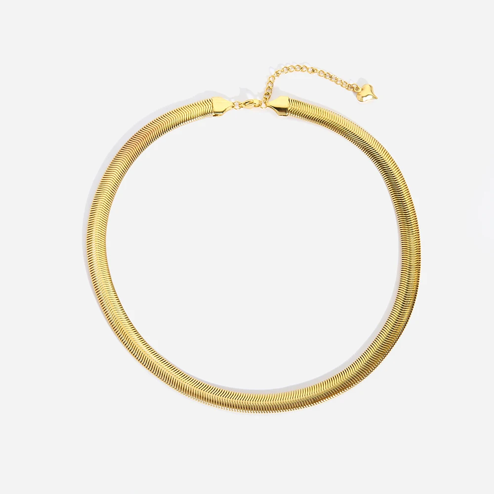Tarnish-Free-Stainless-Steel-Gold-Plated-Thick-Herringbone-Chain-Choker ...