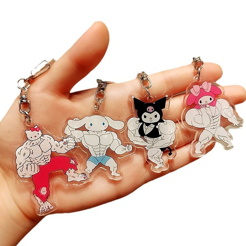 Anime-Sanrio-Acrylic-Keychain-Funny-Muscle-My-Melody-Hello-Kitty ...