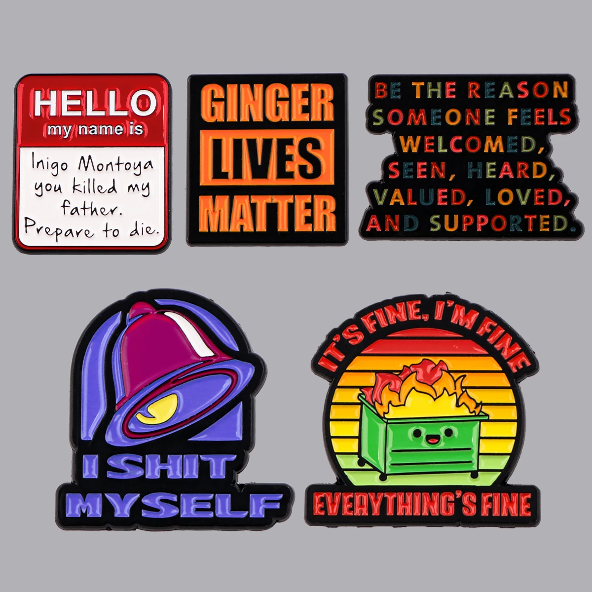Funny-Quotes-Enamel-Pin-I-M-FINE-Brooch-Pines-Lapel-Pins-Badge-on ...