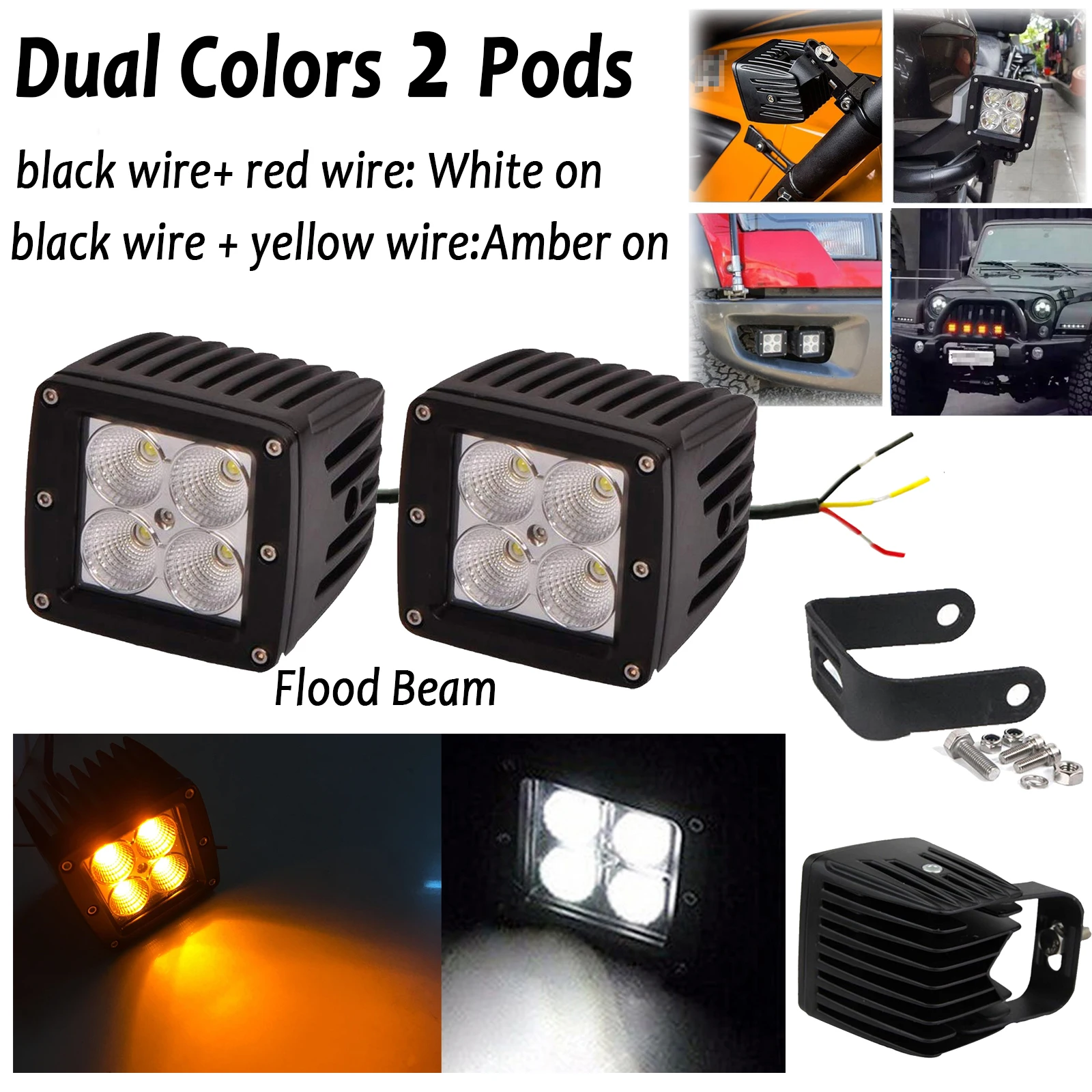 2pcs-3inch-Dual-Colors-LED-Work-Lights-48W-Led-Light-Bar-Spot-Flood ...