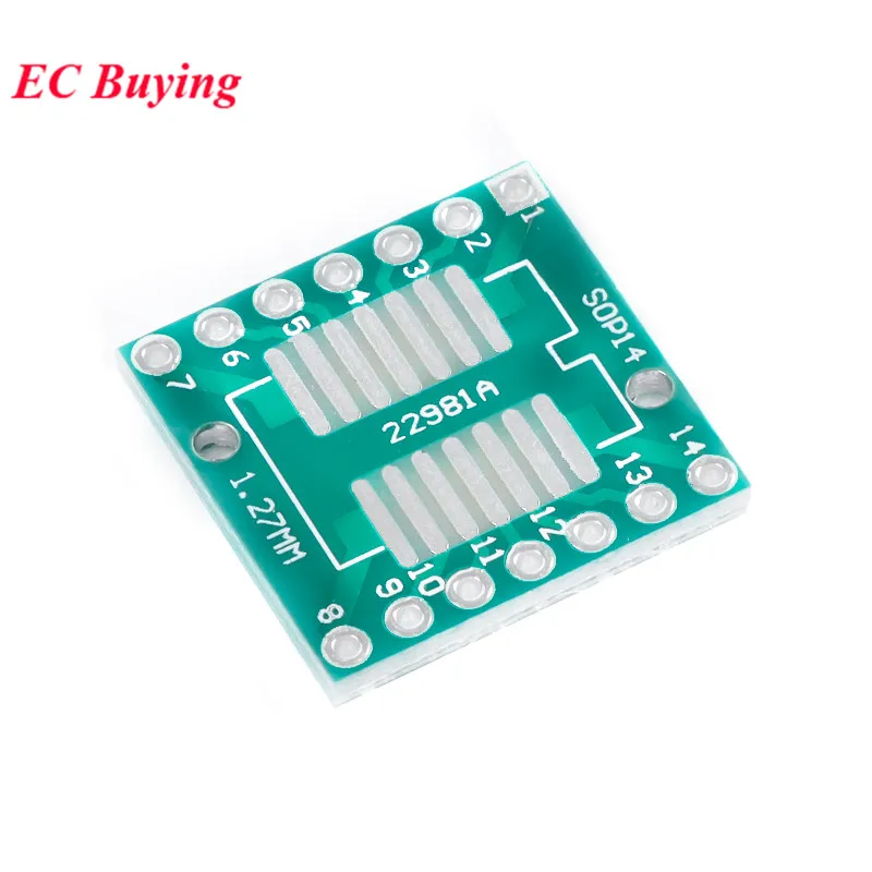 10pcs/lot SOP14/SSOP14/TSSOP14 to DIP Turn DIP14 Pinboard SMD 2.54mm Pin Pitch 0.65mm/1.27mm PCB ...