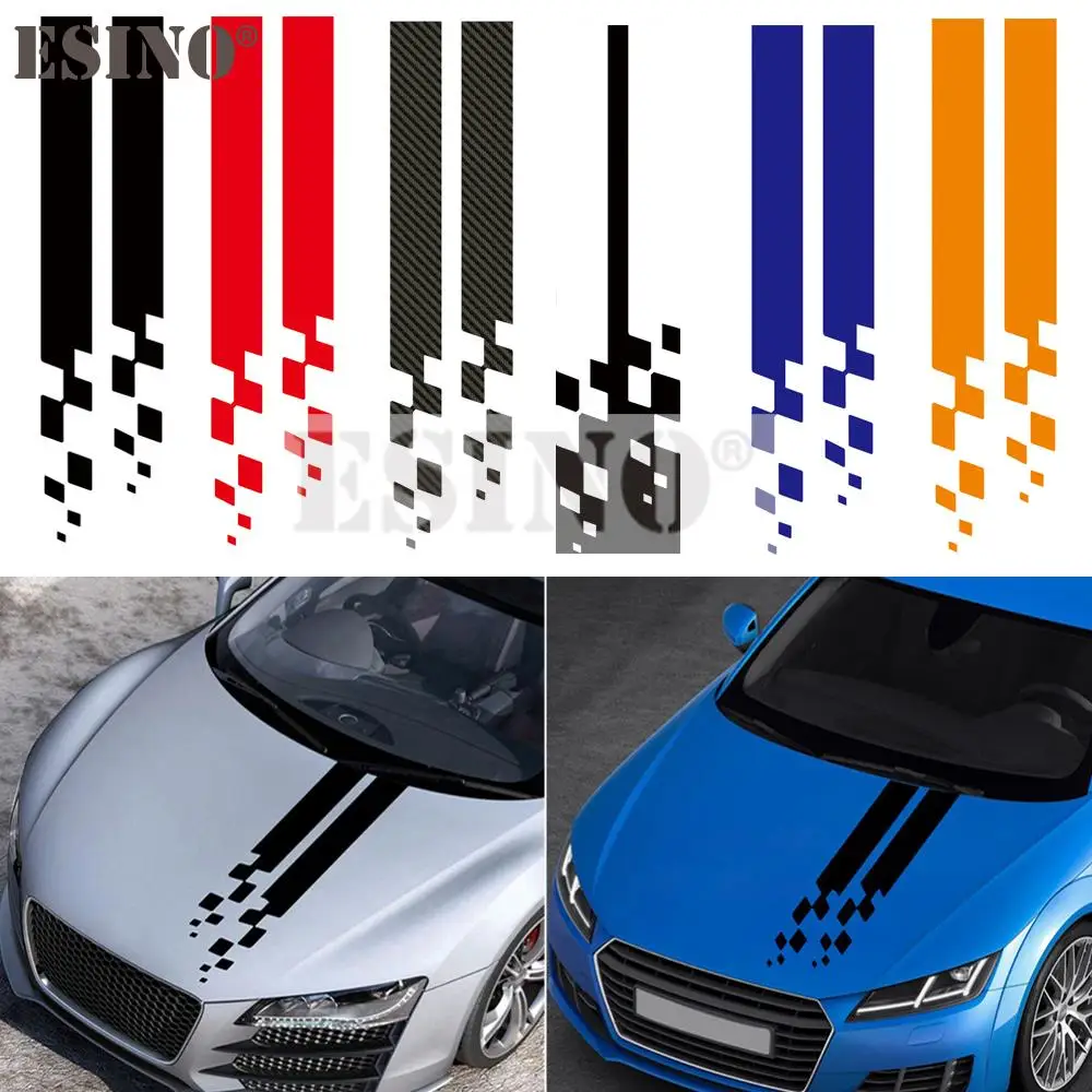 New Styling Universal Design Stripe Car Hood Covers Vinyl Racing Sports ...