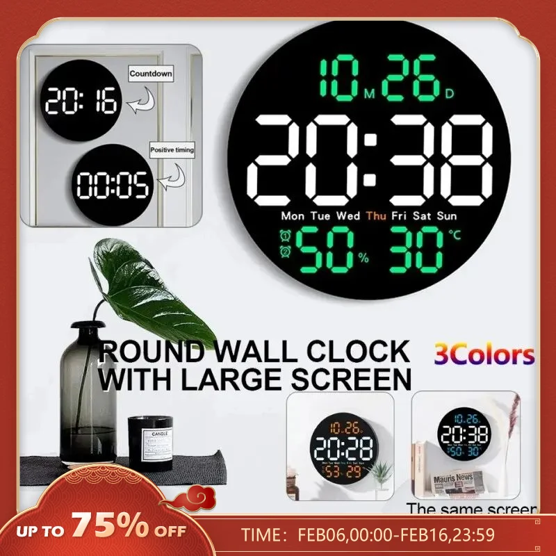 10inch-LED-Large-Digital-Wall-Clock-with-Remote-Control-Temperature ...