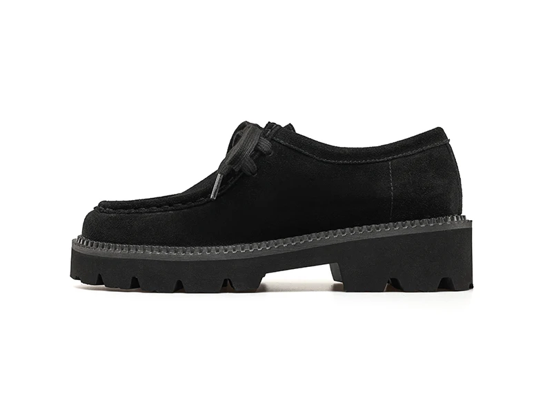 Smile Circle zapatos gruesos de ante de vaca para mujer, zapatos planos informales con cordones ...