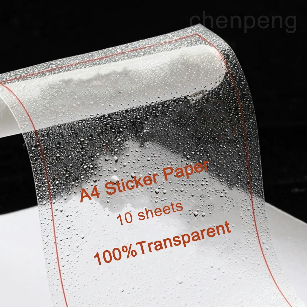 Transparent-Vinyl-Sticker-Paper-10-sheets-waterproof-Label-Sticker-A4 ...