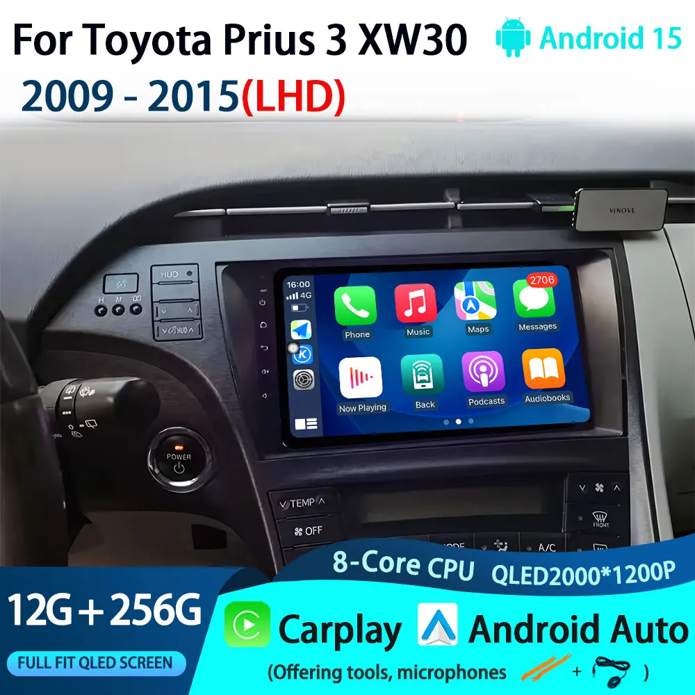 Android 15 car radio for Toyota Prius 3 XW30 2009 - 2015 stereo GPS ...