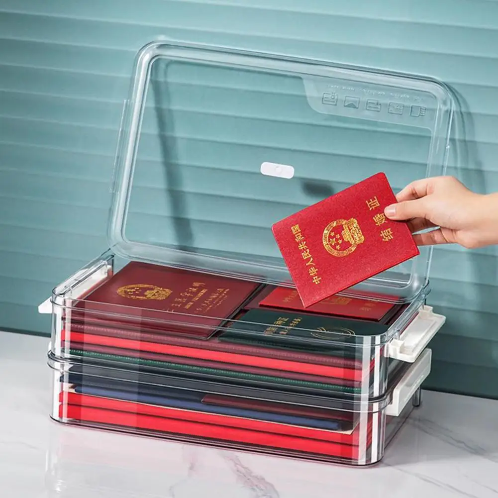 Transparent-Document-Organizer-Box-with-Lid-Grip-Handle-See-through ...