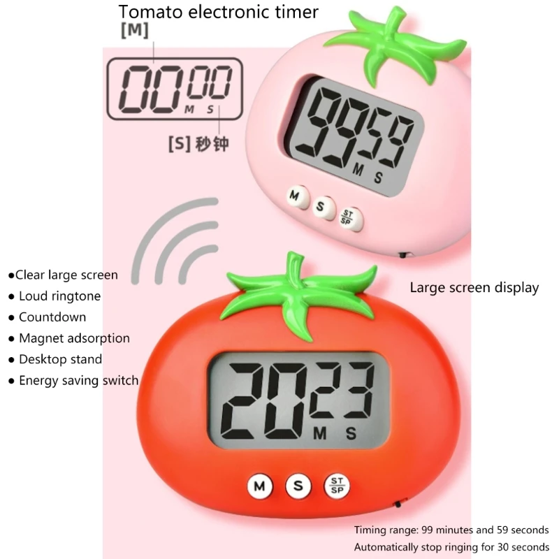 Digital-Timer-Clock-Tomato-Shaped-Large-Display-Kitchen-Timer-Suitable ...