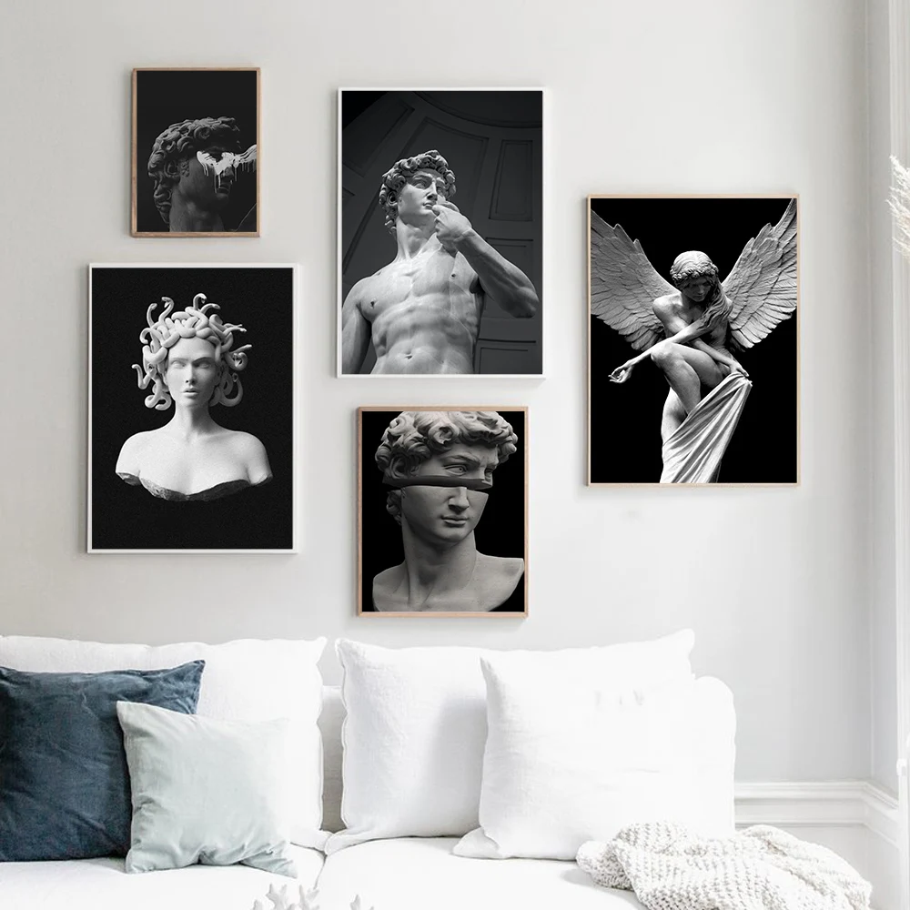 Modern-Apollo-Marble-Sculpture-Canvas-Painting-David-Popolo-Graffiti ...