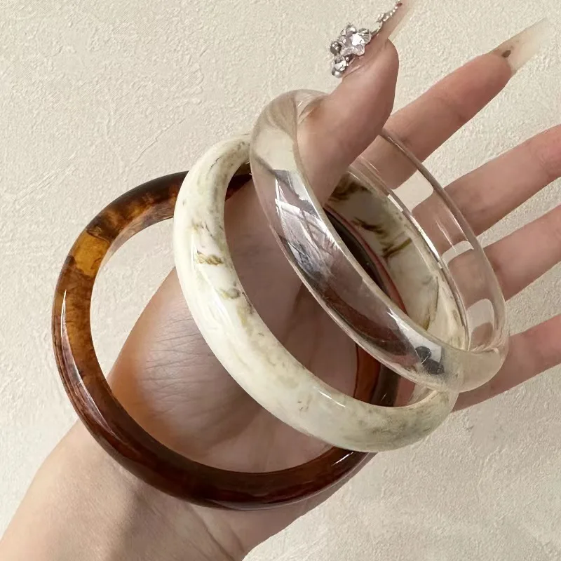Vintage Geometric Marble Pattern Cuff Bracelets For Women Fashion Resin ...