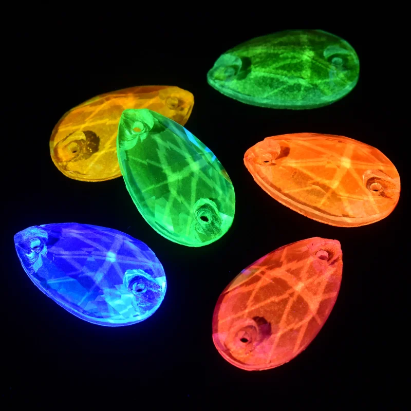 6 Sizes Black Light Glass Sew On Rhinestones Flatback Neon Sewing ...