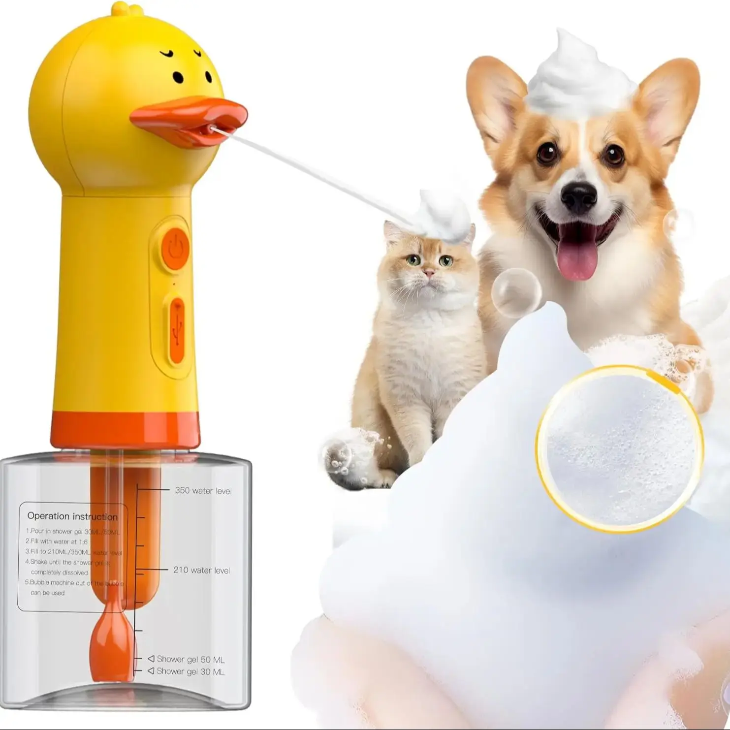 Electric-Dog-Shampoo-Dispenser-Dog-Shampoo-Sprayer-Duck-Shampoo-Foamer ...