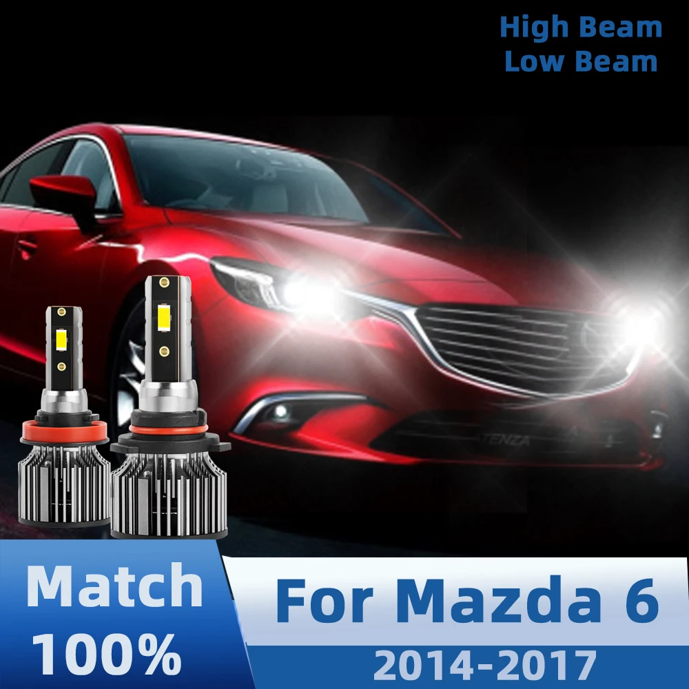 4Pcs-LED-Headlight-For-Mazda-6-2014-2015-2016-2017-Car-Lamp-9005-6500K ...