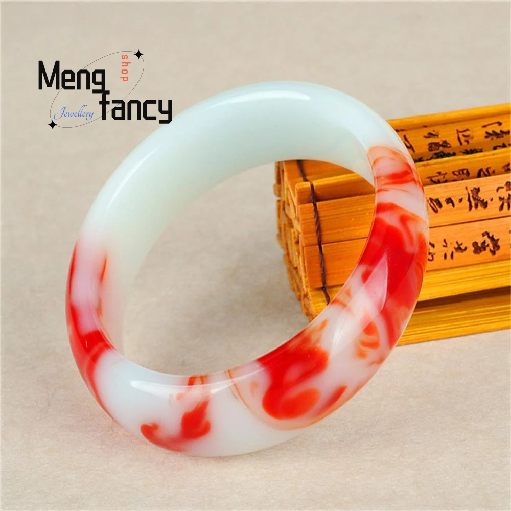 Natural-Hetian-Jade-Chicken-Blood-Red-Bracelet-Charm-Fashion-Retro-Fine ...
