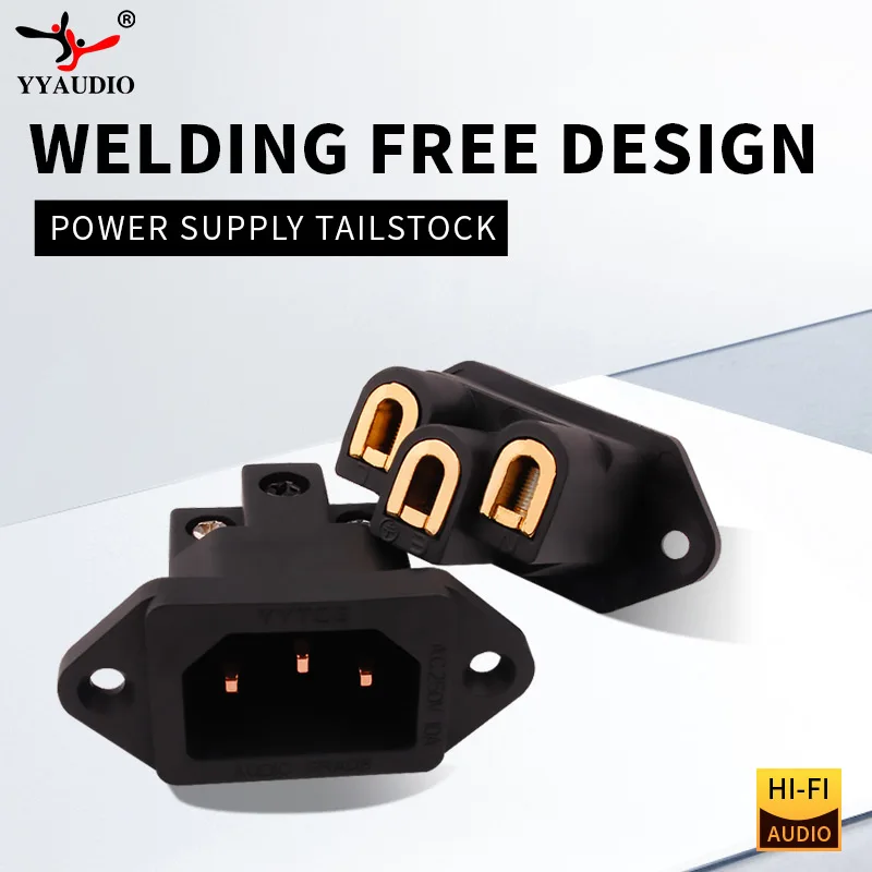 1Pcs AC IEC Inlet 3 Pin Socket Elecrtric Adapter Pure Copper Gold ...