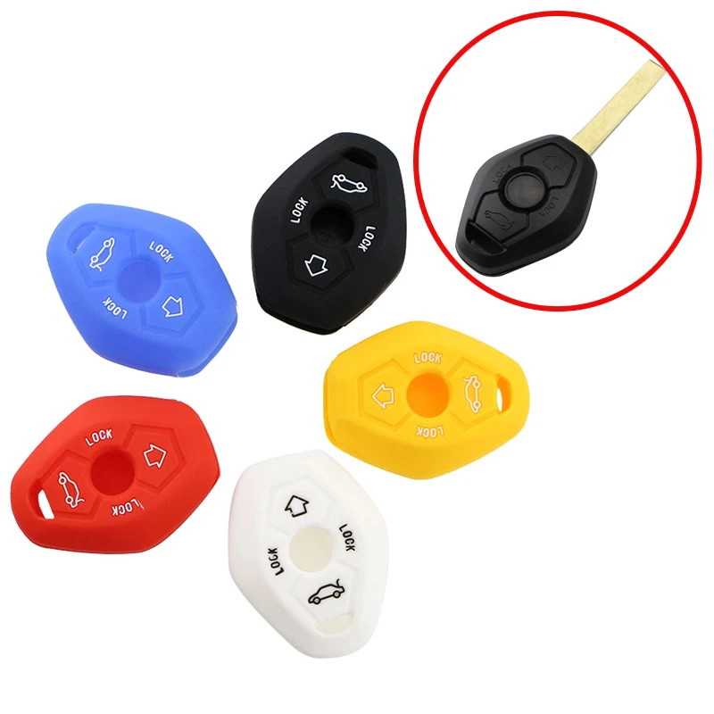 3-Buttons-Remote-Silicone-Key-Protector-FOB-Case-Cover-for-BMW-7-Series ...