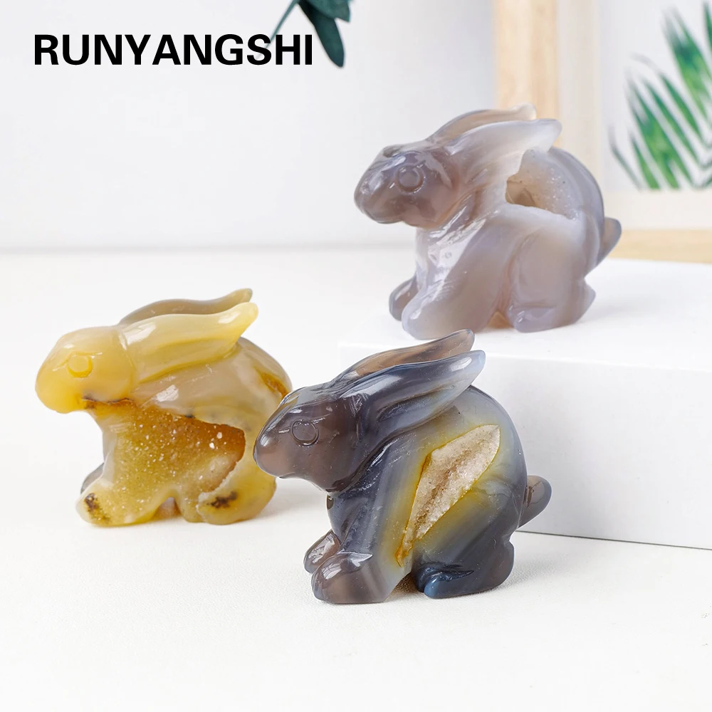 1PC-Natural-Crystal-Agate-Rabbit-Animal-Figurines-Stone-Crafts-Carving ...