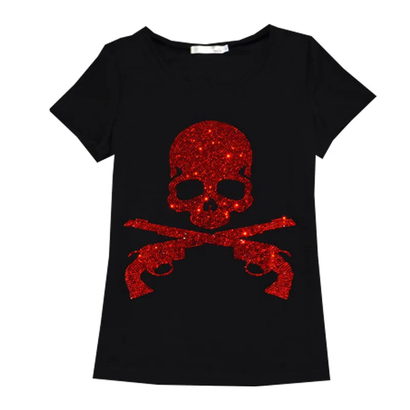 Women Rhinestone Skull Shirt | Rhinestone Fashion Skull Shirt - New ...
