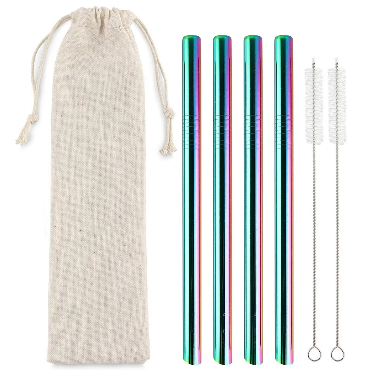 4Pcs 12mm Large Wide Reusable Metal Straws 304 Stainless Steel Drinking ...