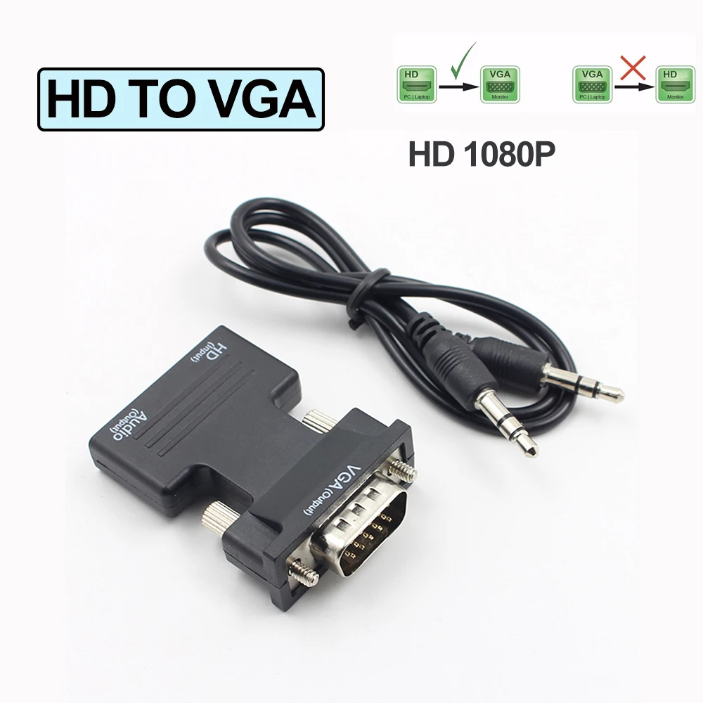 HDTV-To-VGA-Line-With-Audio-Cable-VGA-To-HD-Audio-Output-Adapter-Plug ...