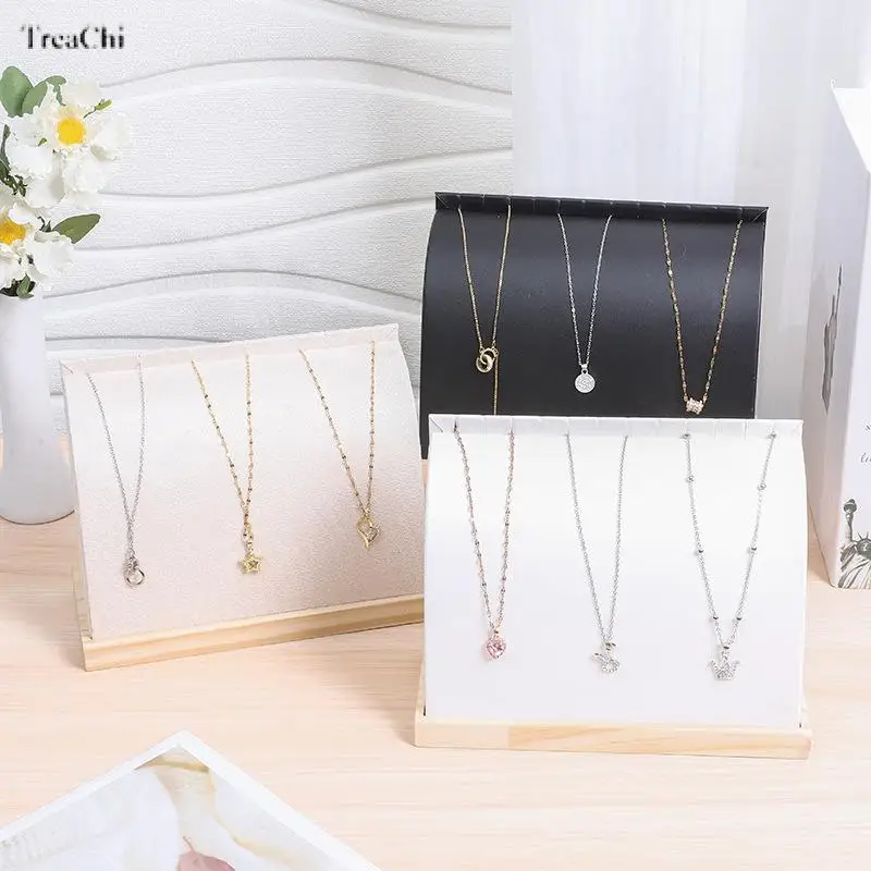 Colar-de-couro-curvo-Display-Stand-preto-branco-bege-microfibra ...