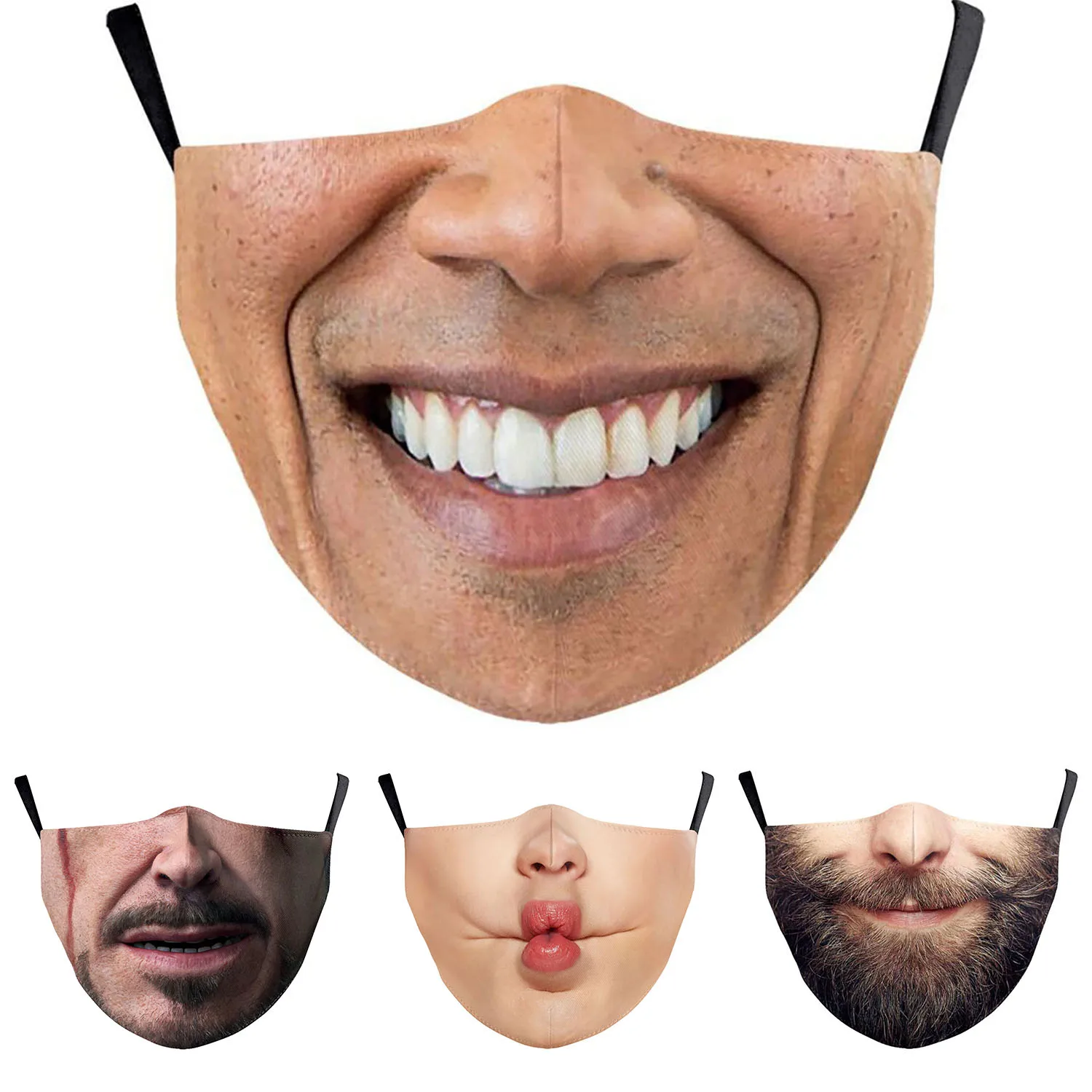 NEW Funny Smile Beard Cosplay Masks Dust-proof Reusable Washable Face ...