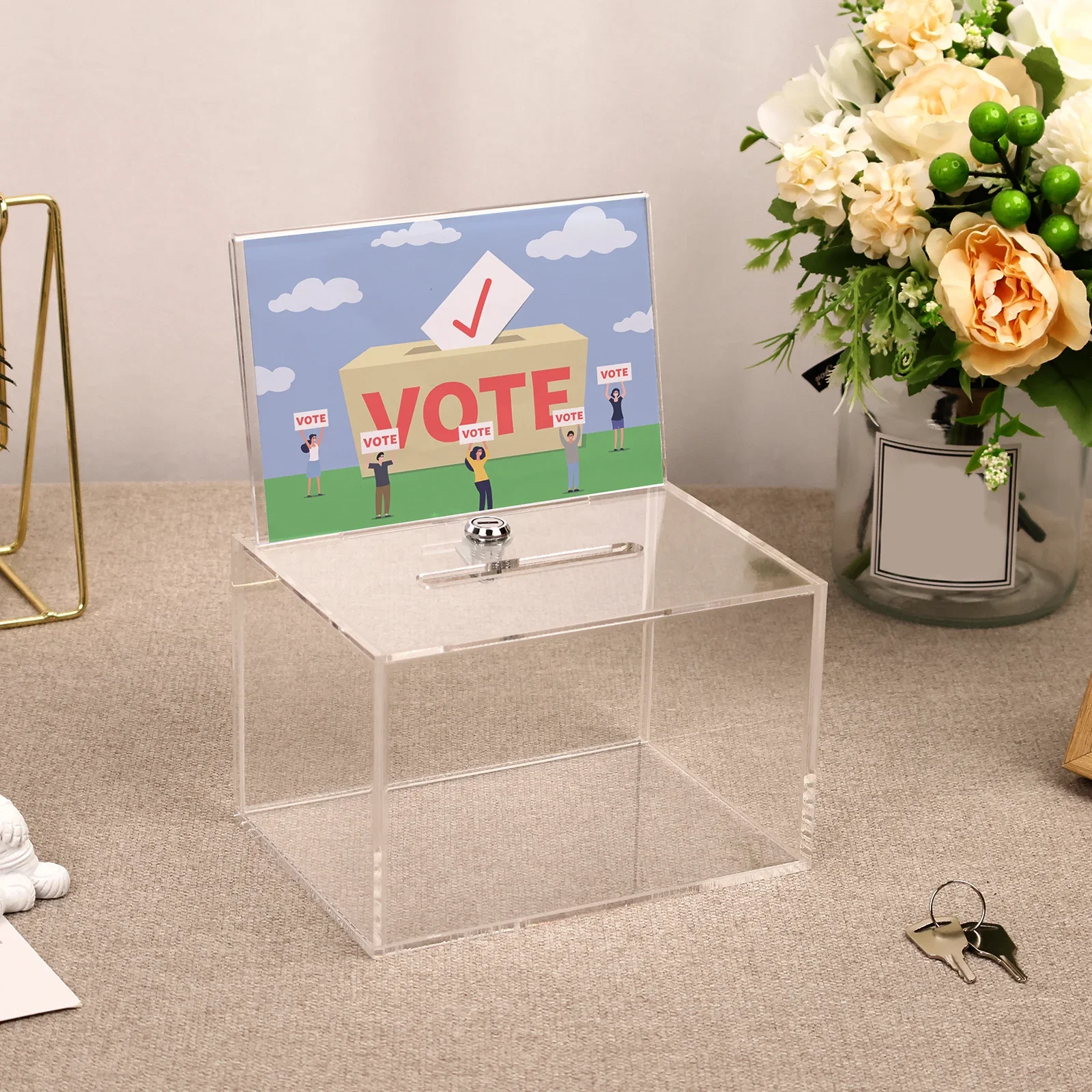 Acrylic-Donation-Box-with-Lock-Multipurpose-Clear-Ballot-Box-with-Sign ...