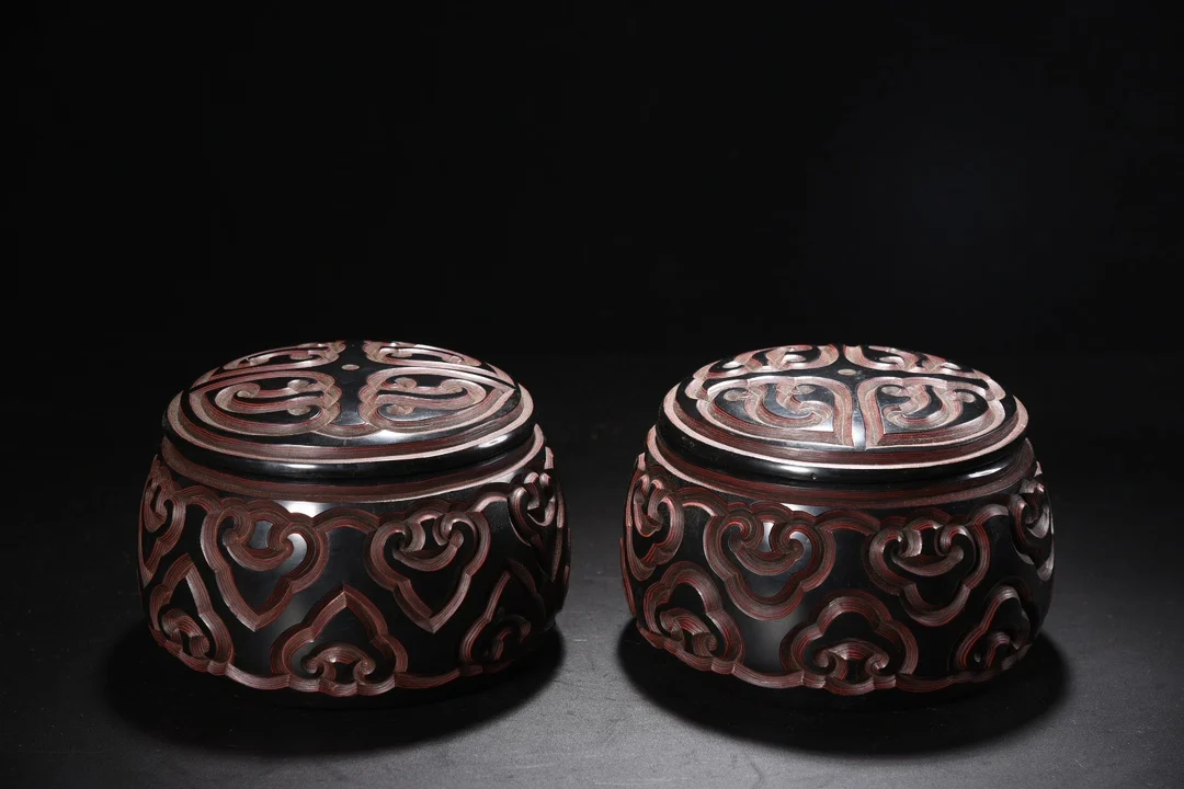 6-Tibetan-Temple-Collection-Old-Rhinoceros-Lacquerware-Outline-in-gold ...