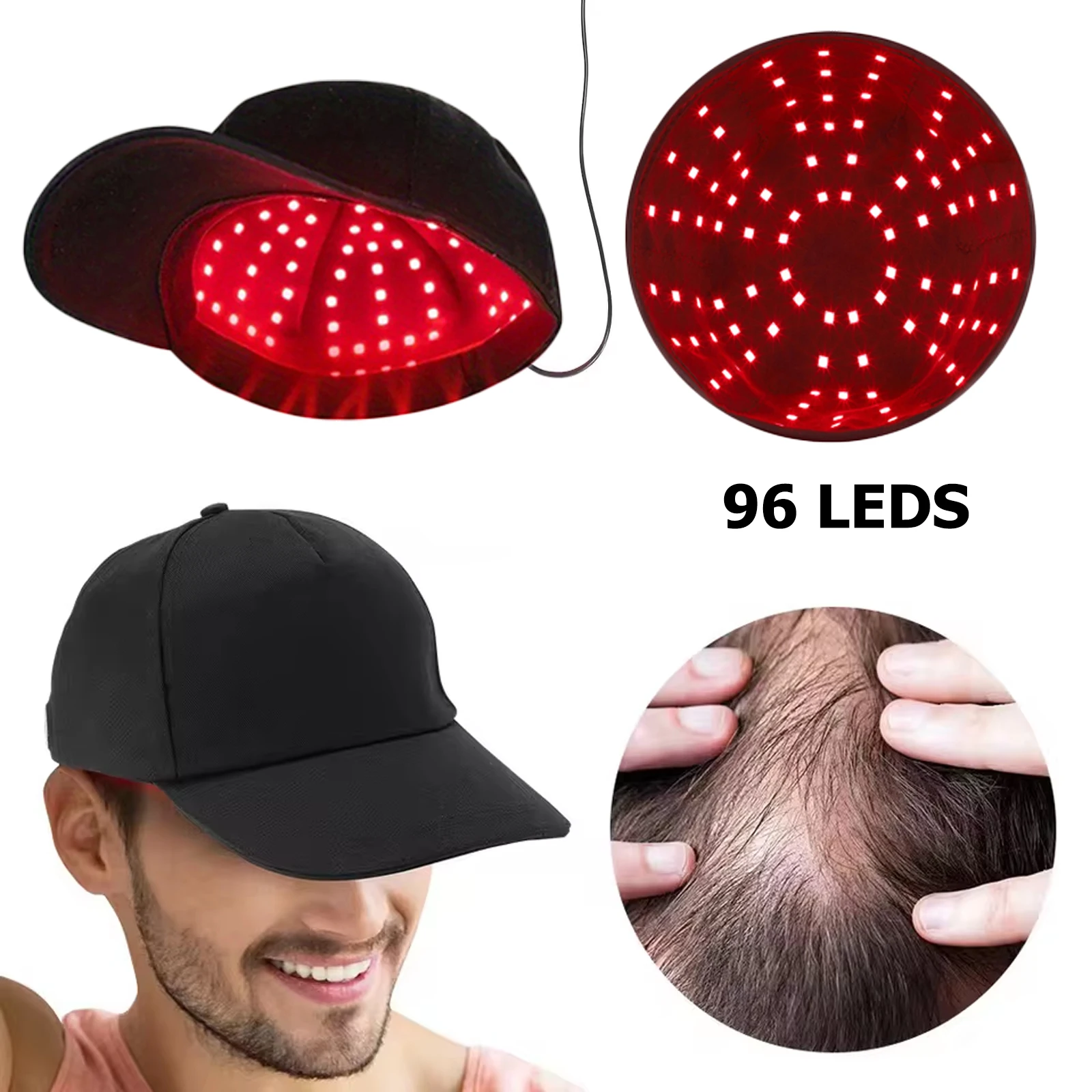 New 96Pcs Infrared LEDs 660nm&850nm Red Light Therapy Hair Growth Cap ...