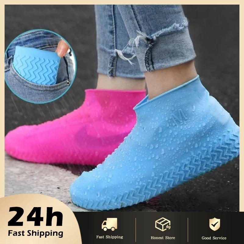 New Waterproof Shoe Cover Silicone Anti-Slip Rain Boots Unisex Sneakers ...