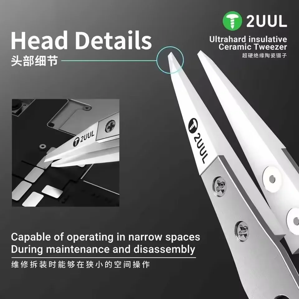 2UUL TW31 Ultrahard insulative Ceramic Tweezer Anti-Static For Mobile ...