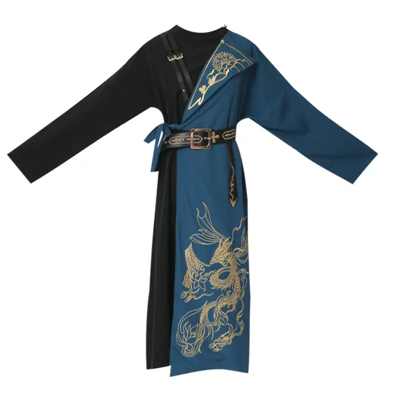 Blue-Hanfu-for-male-embroidery-long-sleeve-Chinese-style-students-daily ...