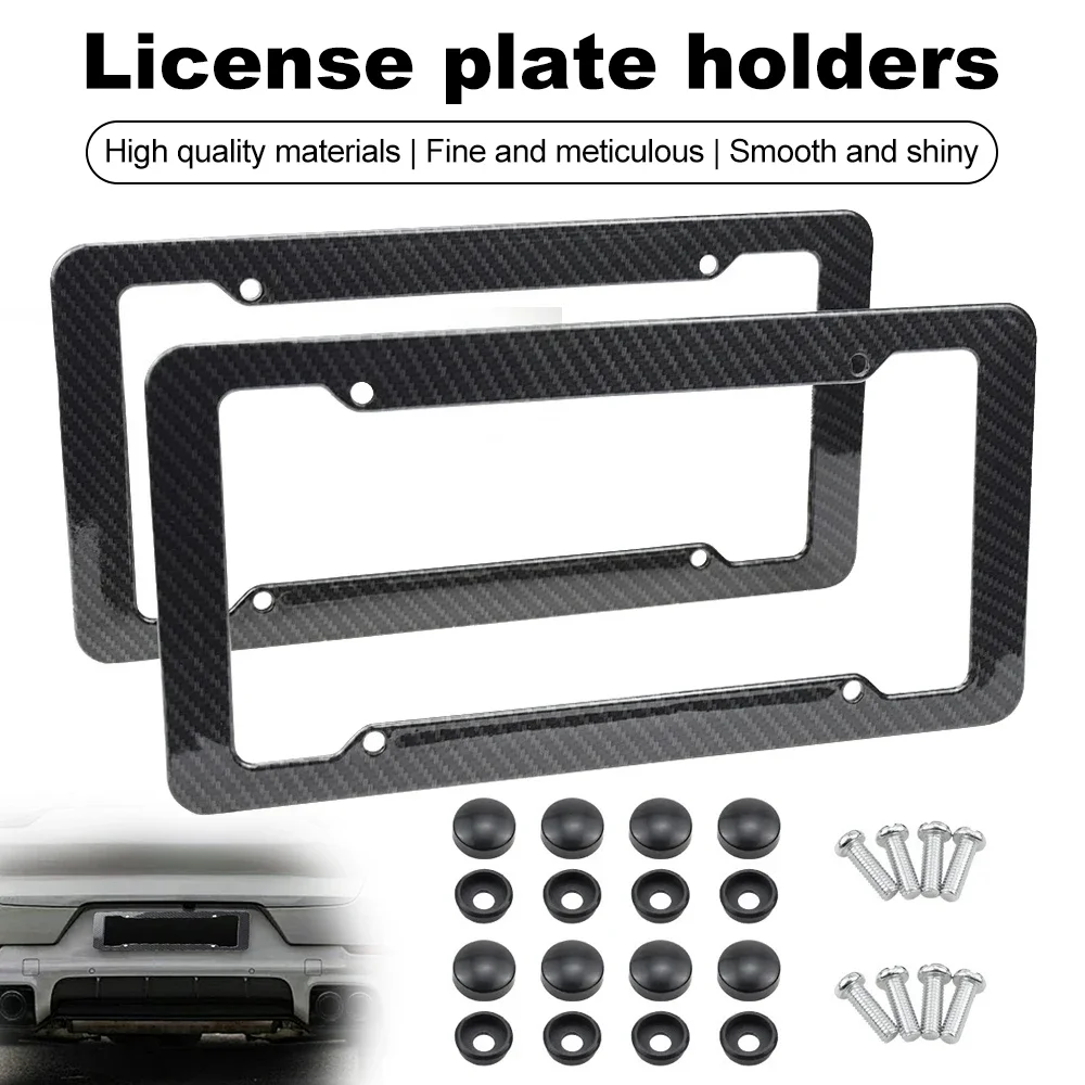 Universal 30*15CM 1/2pcs License Plate Frame Carbon Pattern Plastic ...