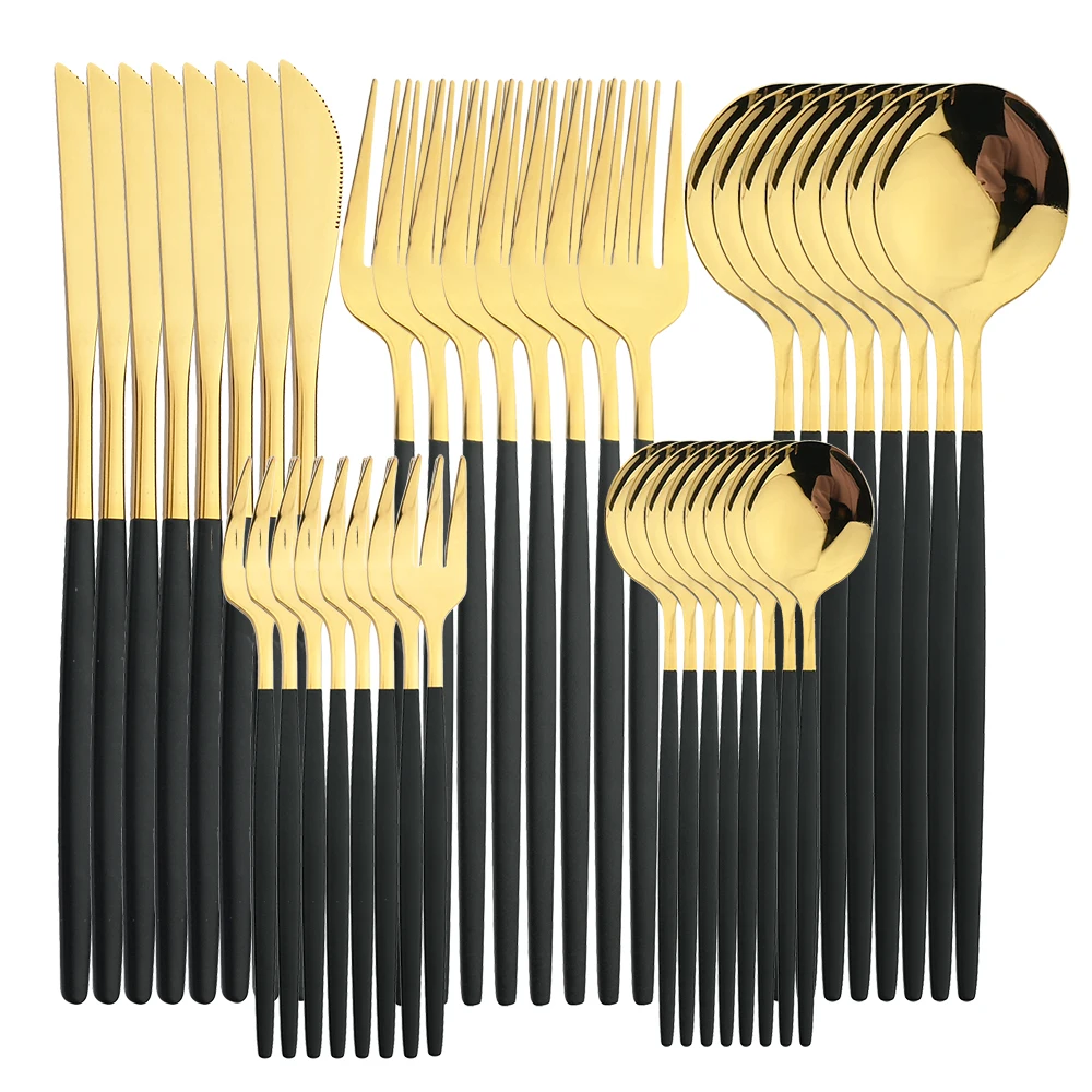 40Pcs-Cutlery-Set-Stainless-Steel-Dinner-Knife-Fork-Spoon-Dinnerware ...