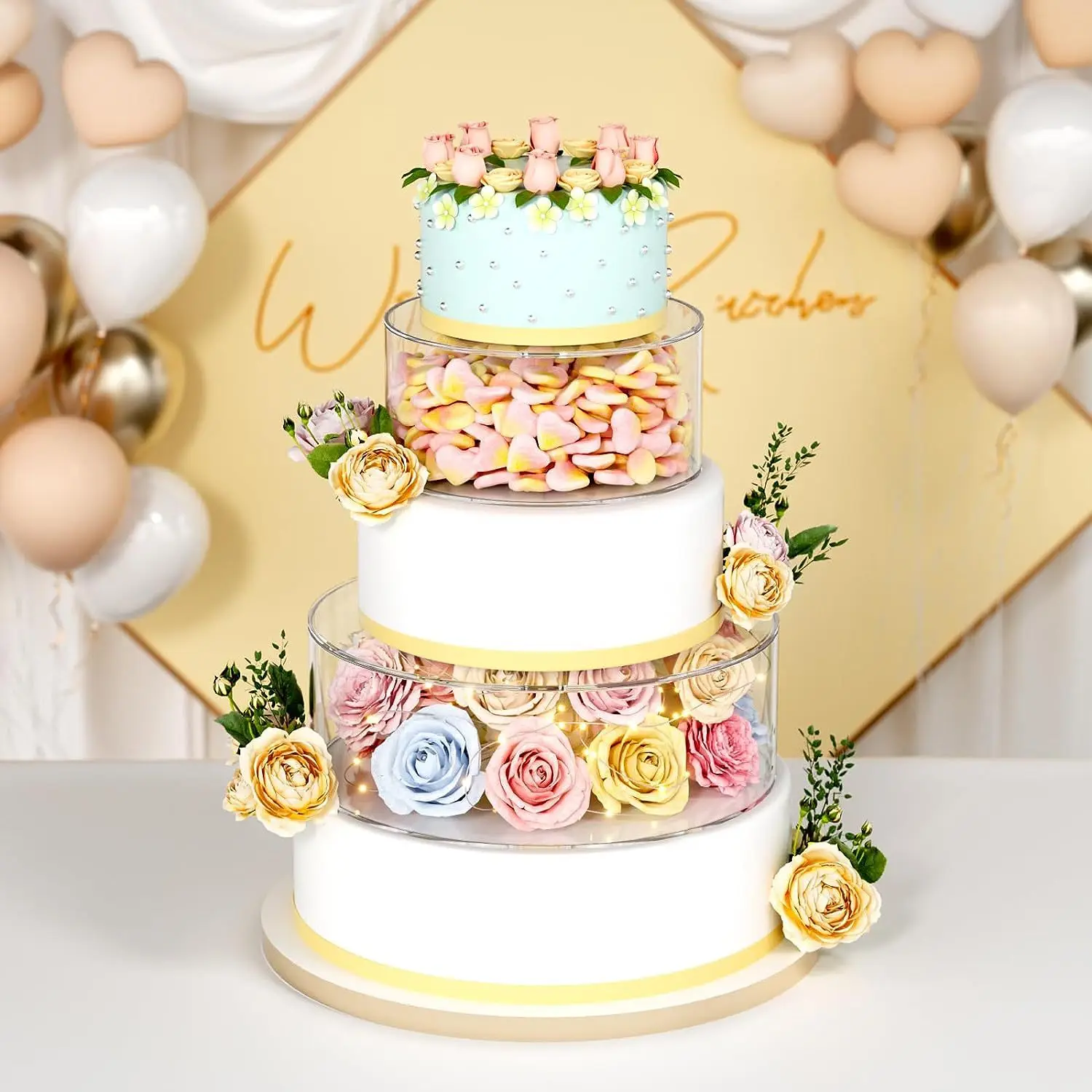 High 10CM Acrylic Wedding Cake Stand Floating Cake Separator Stand ...