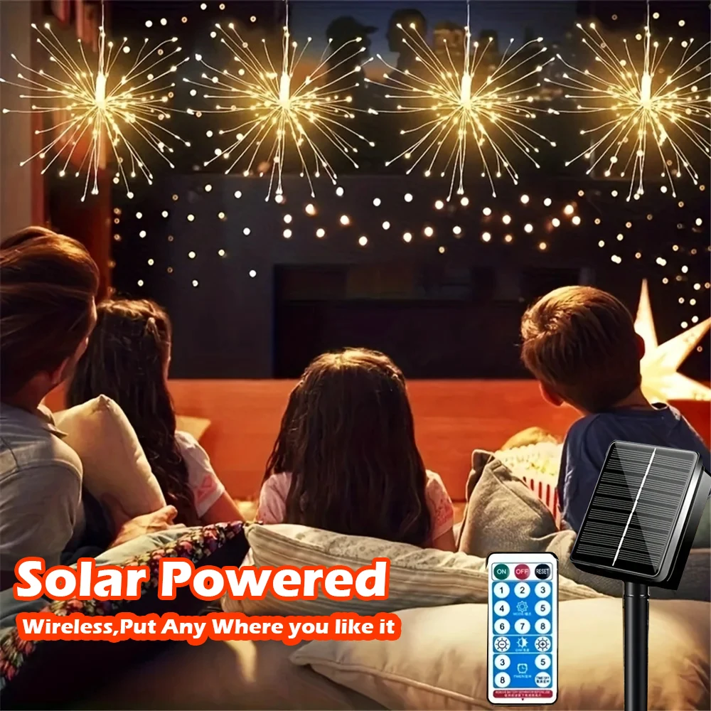 480LED-Solar-Fireworks-Lights-Starburst-Ball-Lamp-Remote-Control-Timer ...