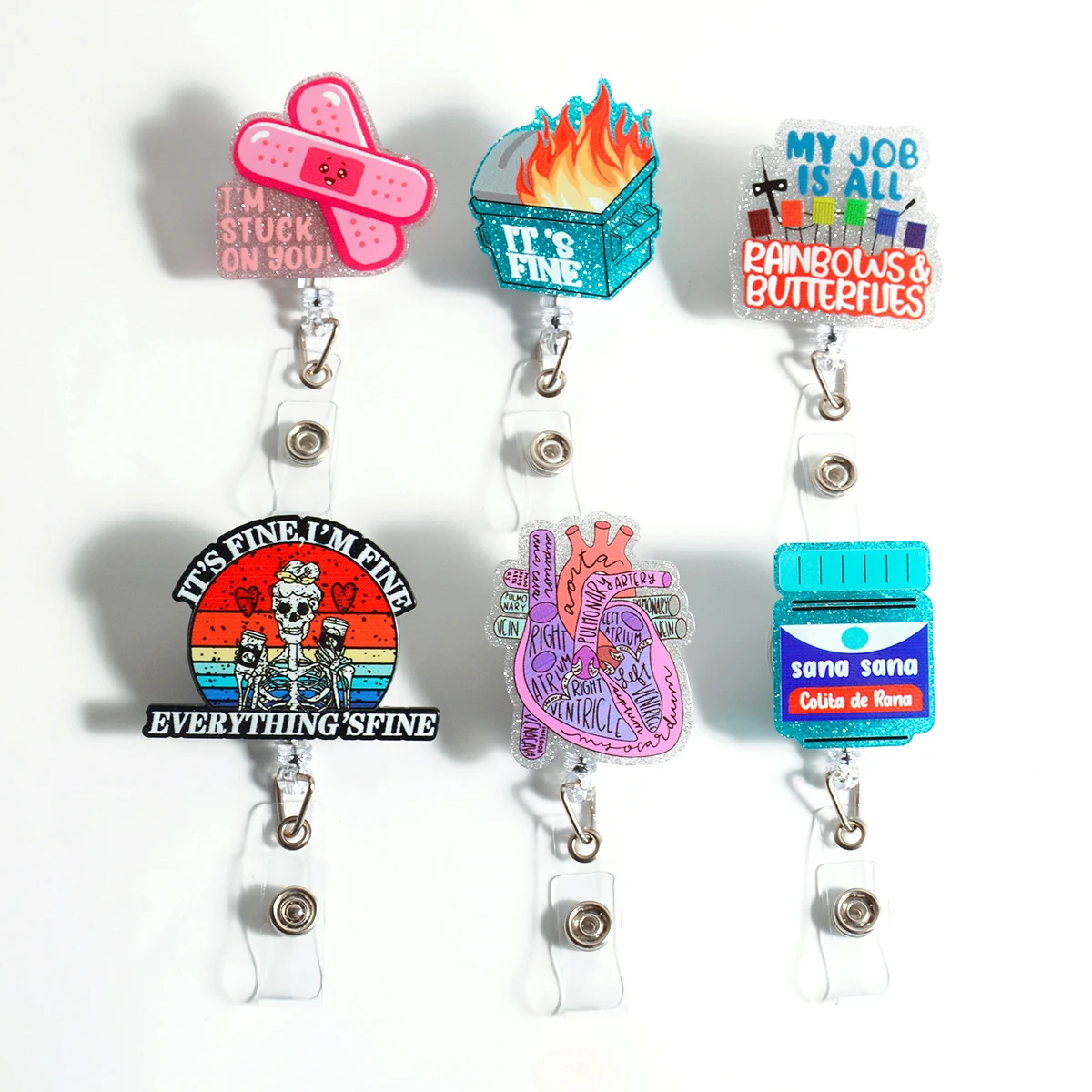 1Pc-Acrylic-Cardiac-Retractable-Zipper-Card-Rope-Card-Doctor-Nurse ...