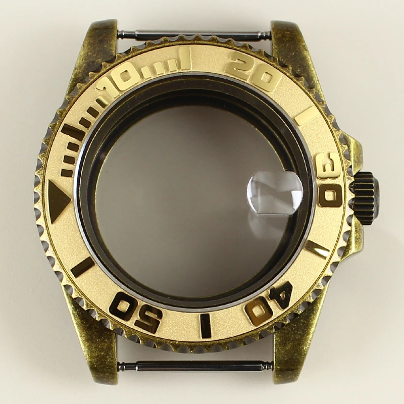 Bronze-40mm-Men-s-Watch-Case-Sapphire-Crystal-Glass-120clicks-Bezel-For ...