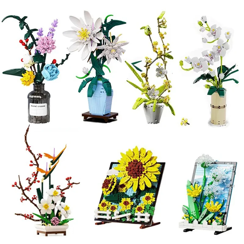 Romantic-Bouquet-Building-Block-Flower-Orchid-Series-Bonsai-Bricks-Toy ...