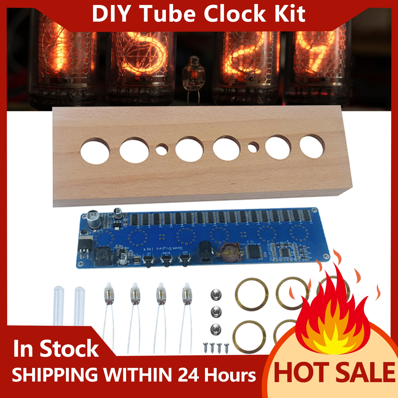Electronic-DIY-Kit-IN14-Glow-Tube-Clock-DIY-Tube-Clock-Kit-12V-Nixie ...