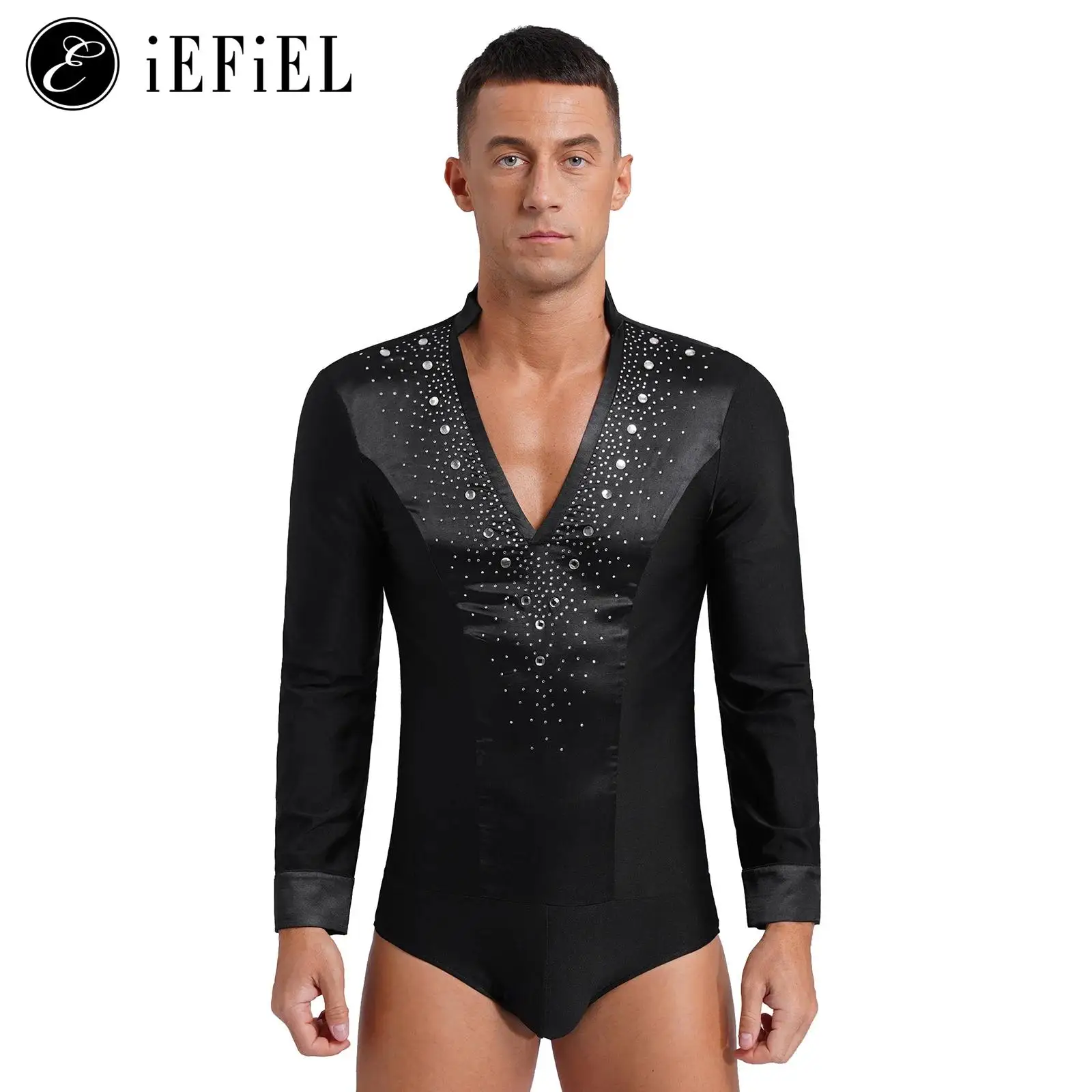 Men-s-Shiny-Rhinestone-V-Neck-Latin-Dance-Leotard-Modern-Jazz-Rumba ...