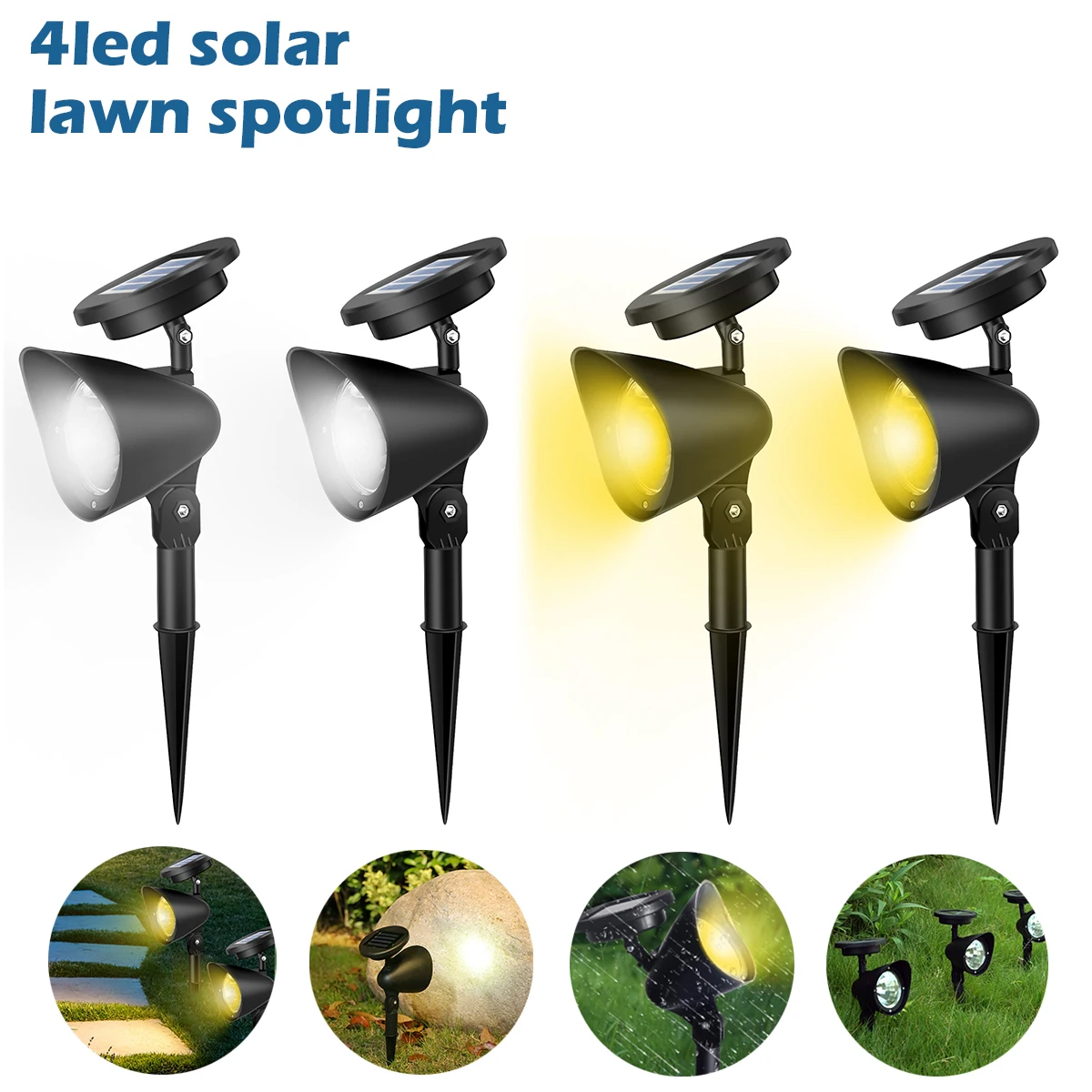 4-LED-Solar-Spotlight-Garden-Reflector-Lamp-Powered-Outdoor-Lighting ...