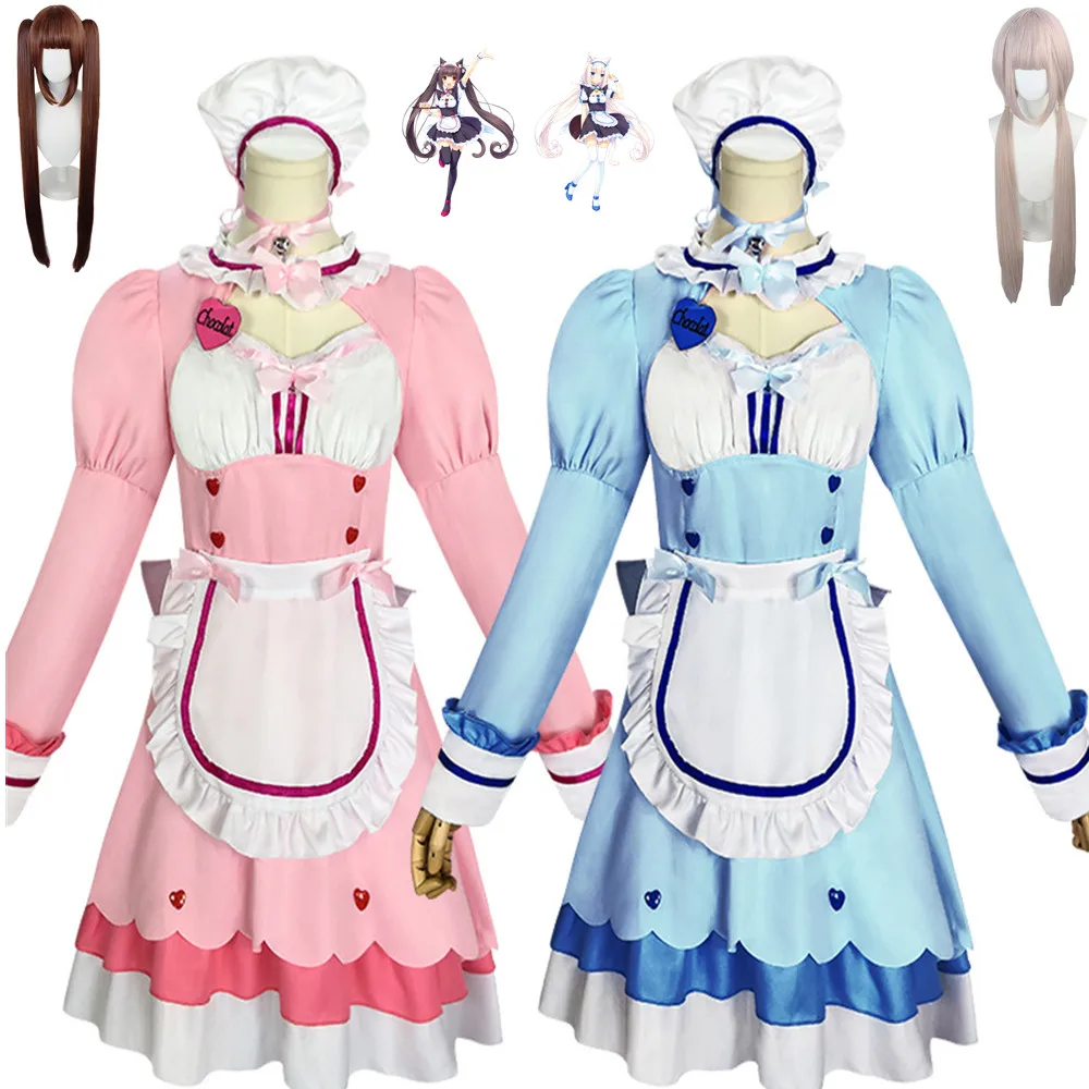 Anime Chocola Vanilla Nekopara Cosplay Costume Headdress Tail Cat Ears ...