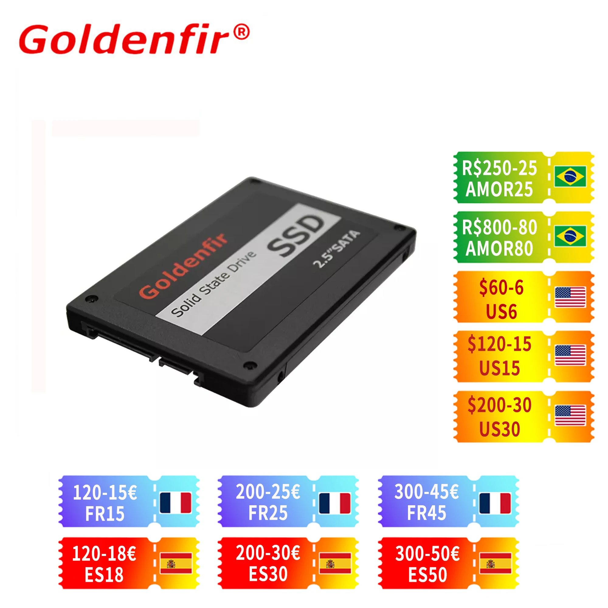 Goldenfir disco duro de estado sólido para pc, disco duro SSD de 128GB, 256GB, 512GB, 2TB ...