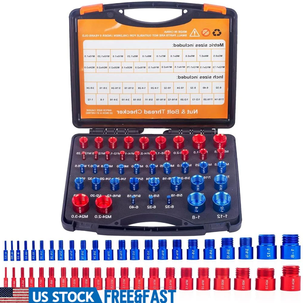 Nut and Bolt Thread Checker Set 44 Gauges Metric and Standard Measuring ...